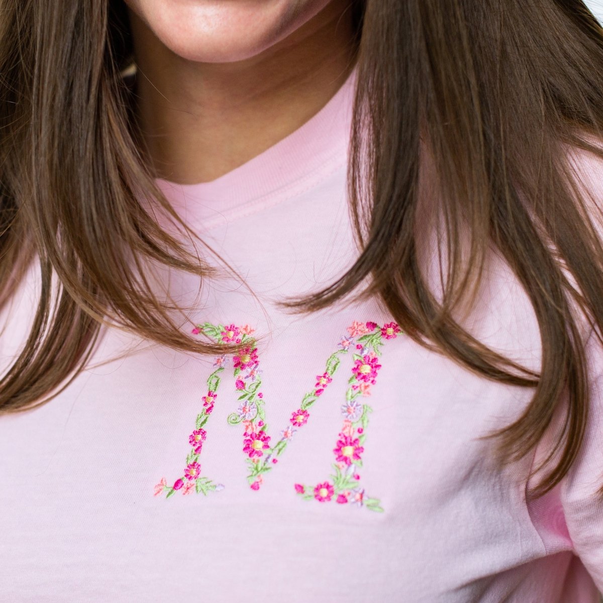 Initial 'Floral Letter' T-Shirt – United Monograms