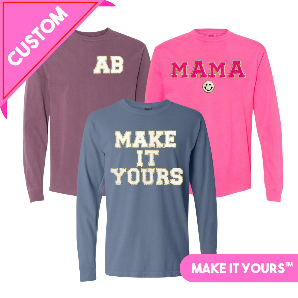 Make It Yours™ Letter Patch Long Sleeve T-Shirt – United Monograms