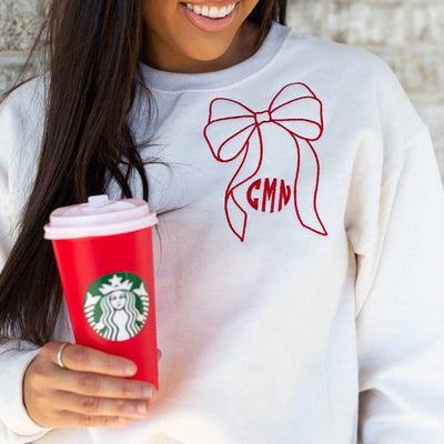 Monogrammed 'Big Bow' Crewneck Sweatshirt – United Monograms