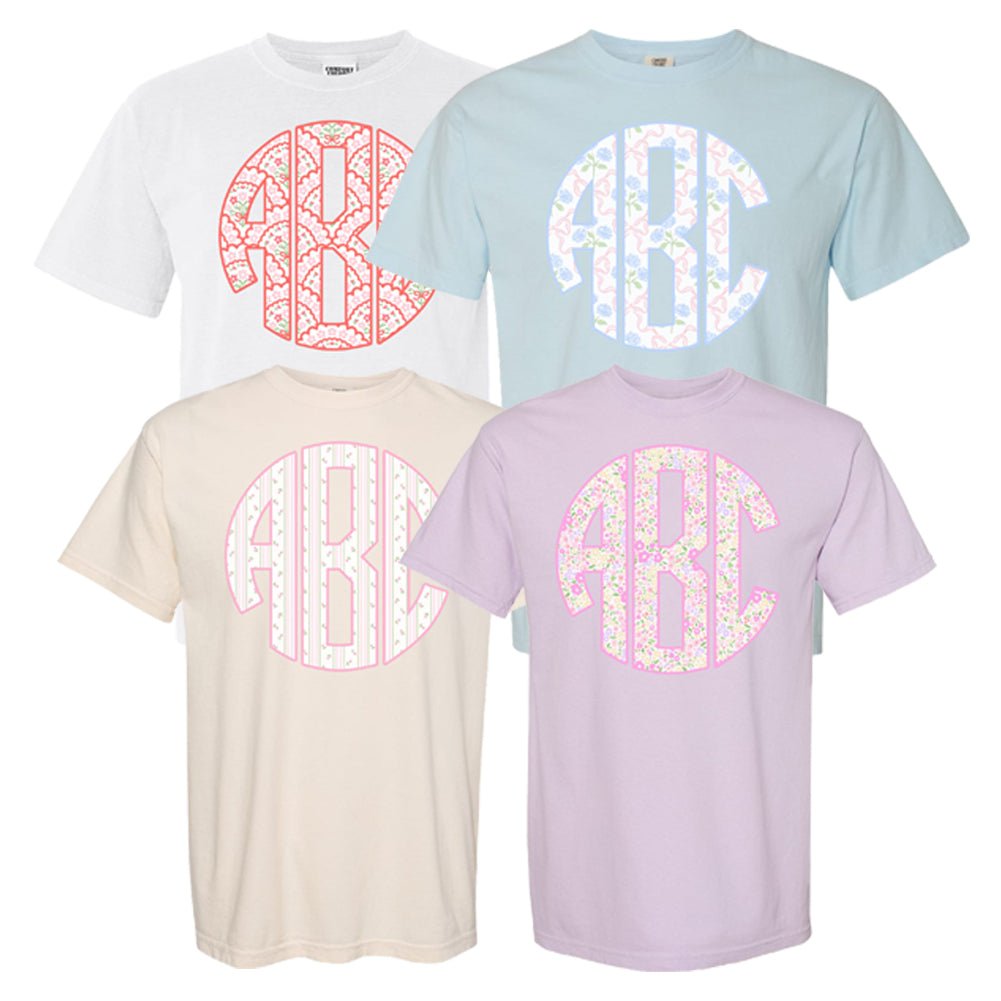 Monogrammed ‘Coquette Floral Patterns’ Big Print T-Shirt – United Monograms