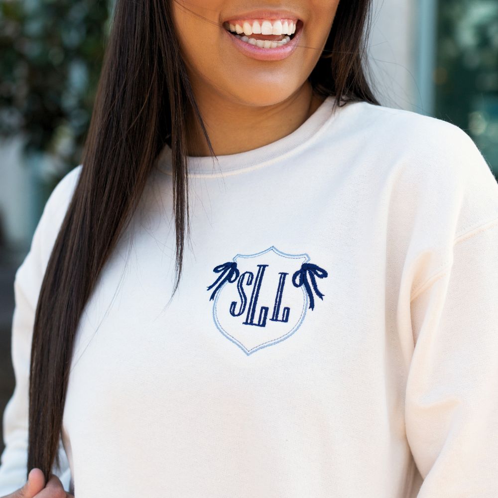 Monogrammed 'Preppy Crest' Crewneck Sweatshirt – United Monograms