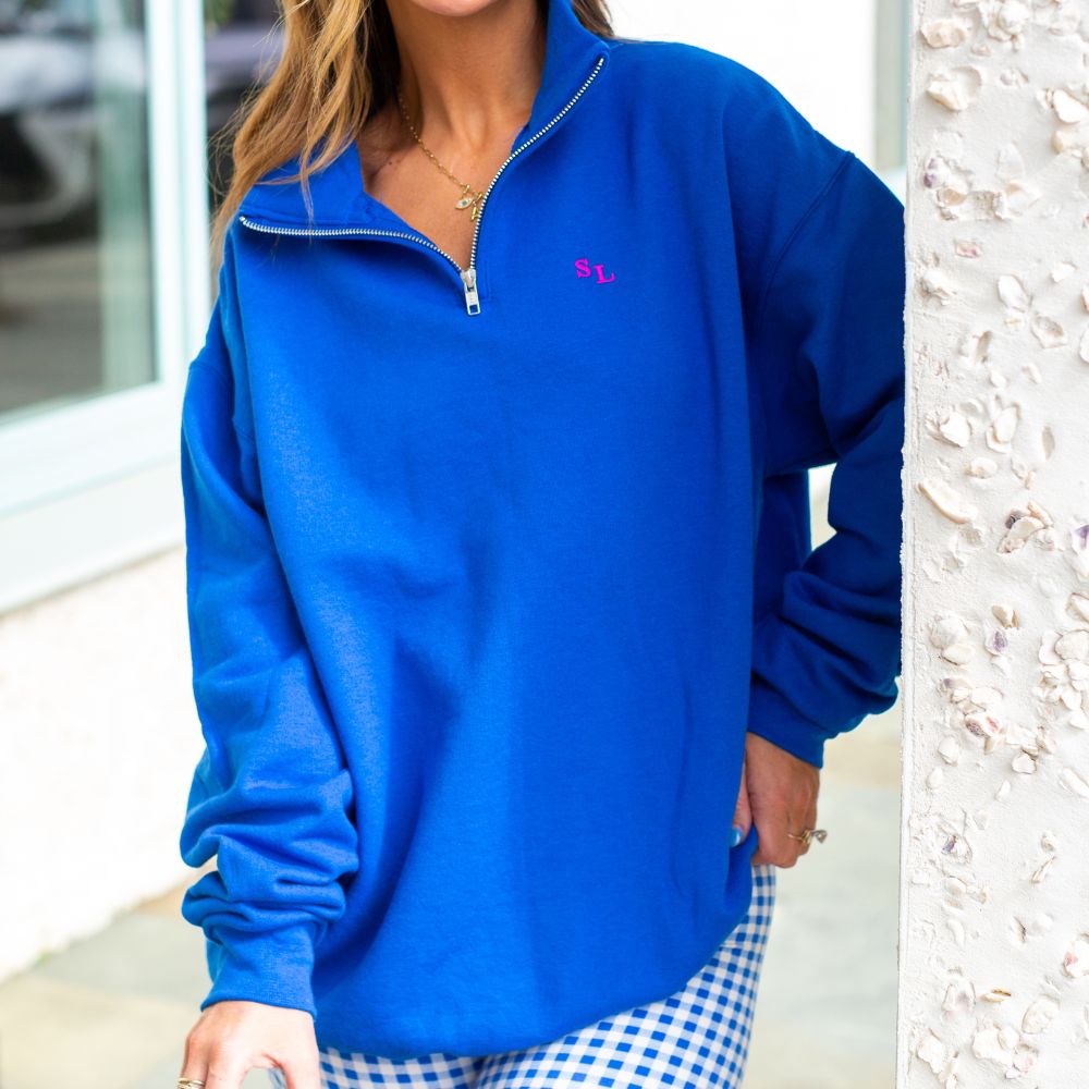 Monogrammed Quarter Zip Sweatshirt – United Monograms