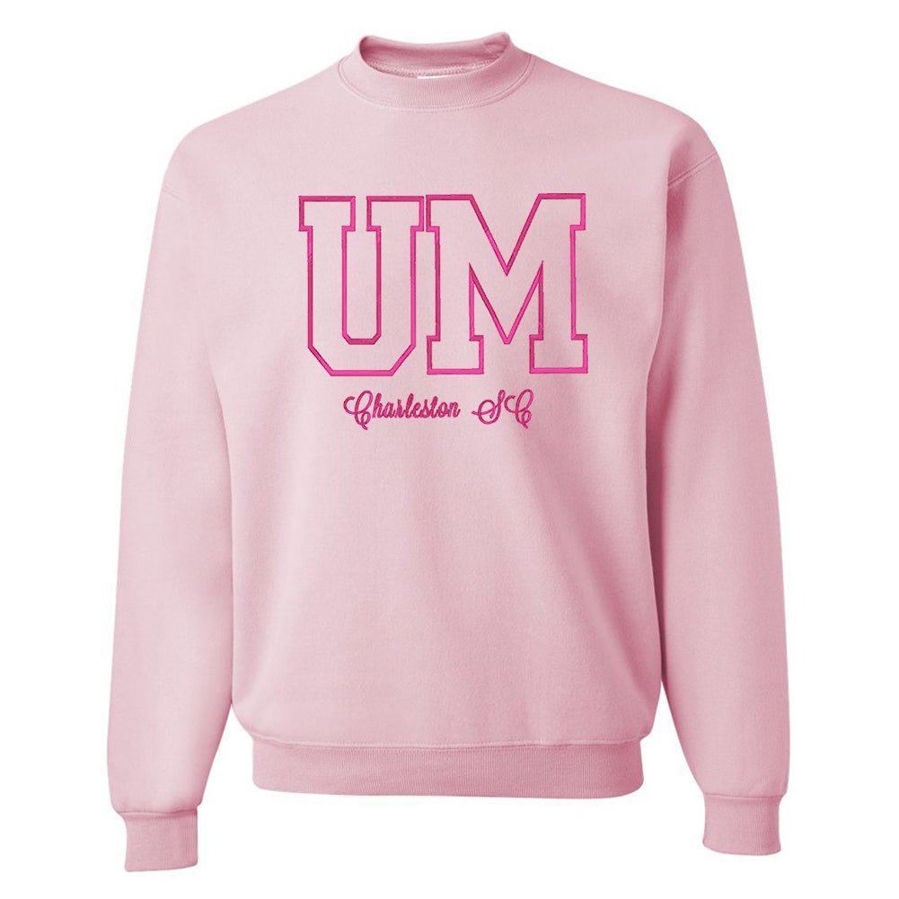 UM Pink Big Letter Stitched Crewneck – United Monograms